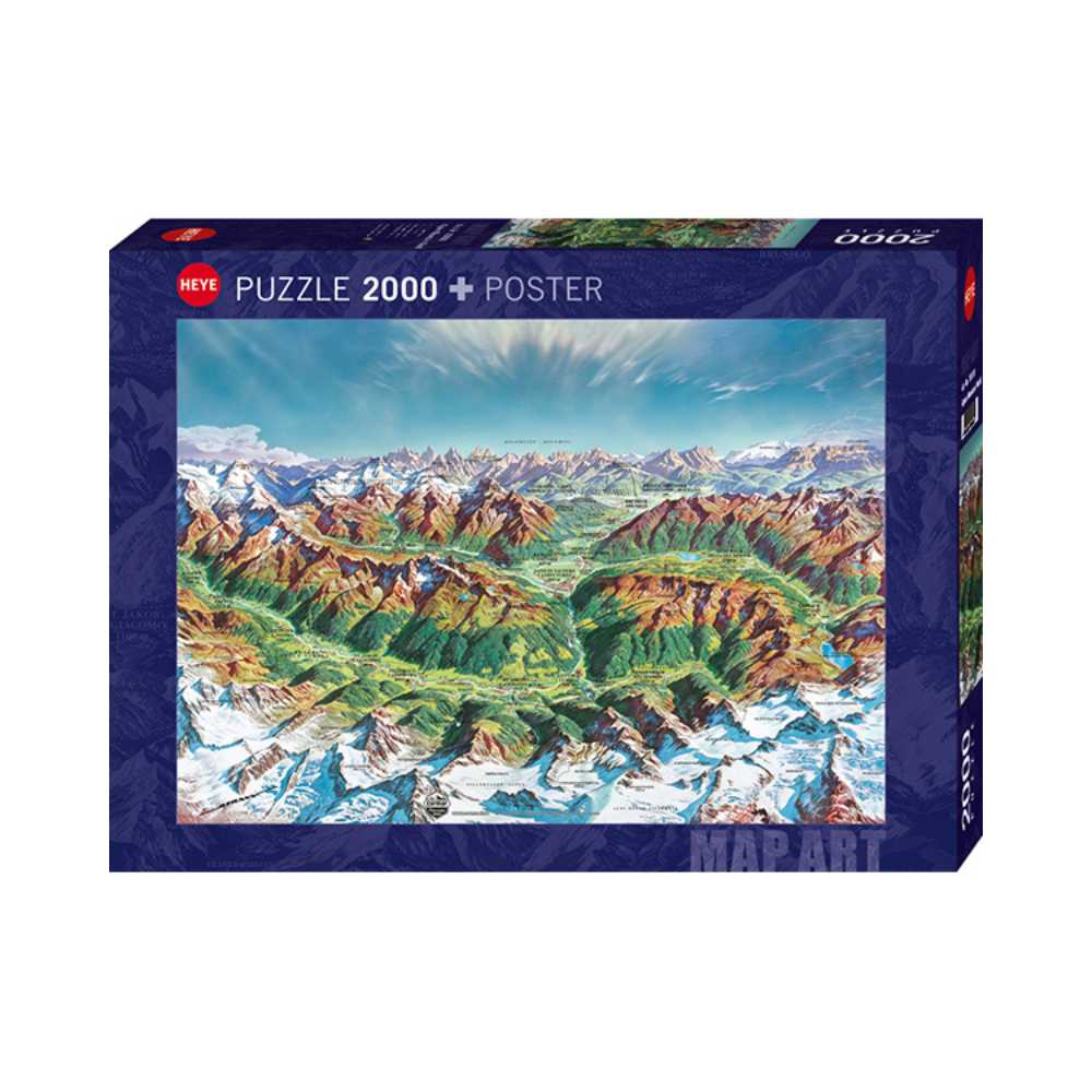 Casse-tête Map Art Berann Alpine Mountain 2000 pcs | Puzzle Heye – L'As ...